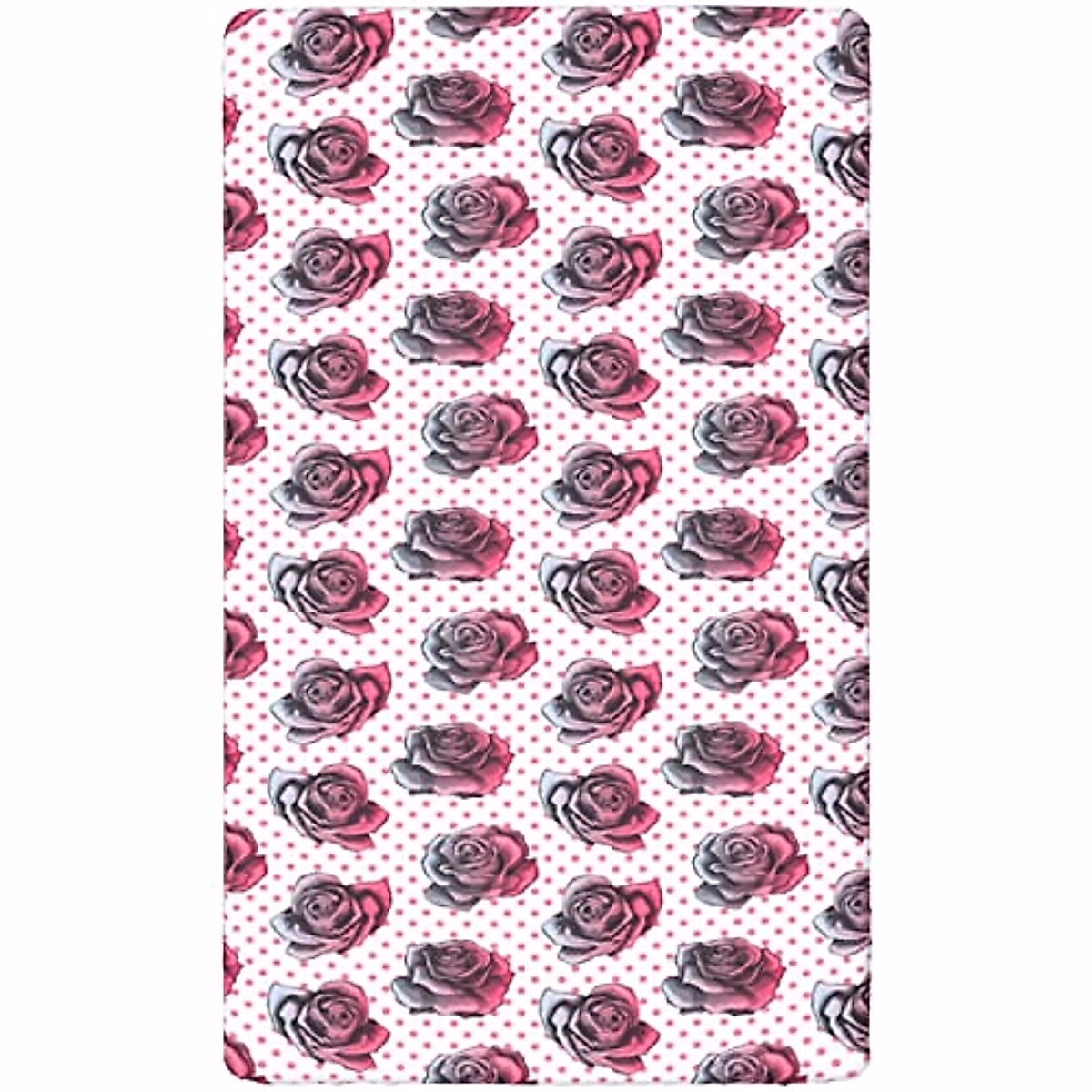 Pink Polka Dots Themed Fitted Mini Crib Sheets,Portable Mini Crib Sheets Soft and Breathable Bed Sheets-Baby Crib Sheets for Girl or Boy,24“ x38“,Pink Dark Taupe Grey Grey Pink