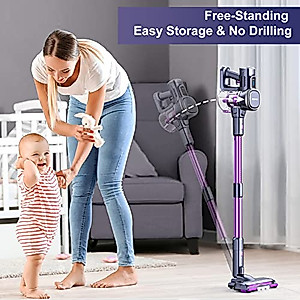 Lubluelu Cordless Vacuum Cleaner, Cordless Stick Vacuum with 25Kpa Powerful Suction, 50min Runtime, Detachable Battery, Self-Standing 6 in 1 Lightweight Vacuum for Hard Floor, Carpet, Pet Hair