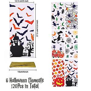 Halloween Snack Bags, 120 Halloween Cellophane Candy Bags for Guests, Used to Package Snacks and Candy, and to Deal with Trick or Treating Gifts