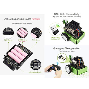 JetBot 2GB AI Kit Accessories AI-Based Smart Robot Compatible with NVIDIA Jetson Nano 2GB Developer Kit (Doesn't Include 2GB Nano)