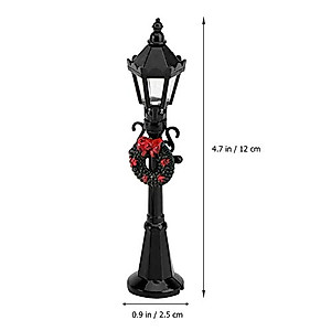 NUOBESTY 2pcs Street Lamp Post and Miniature Park Bench Seat Dollhouse Christmas Village Pathway Lantern Post Mini Street Light Model Fairy Garden Accessories