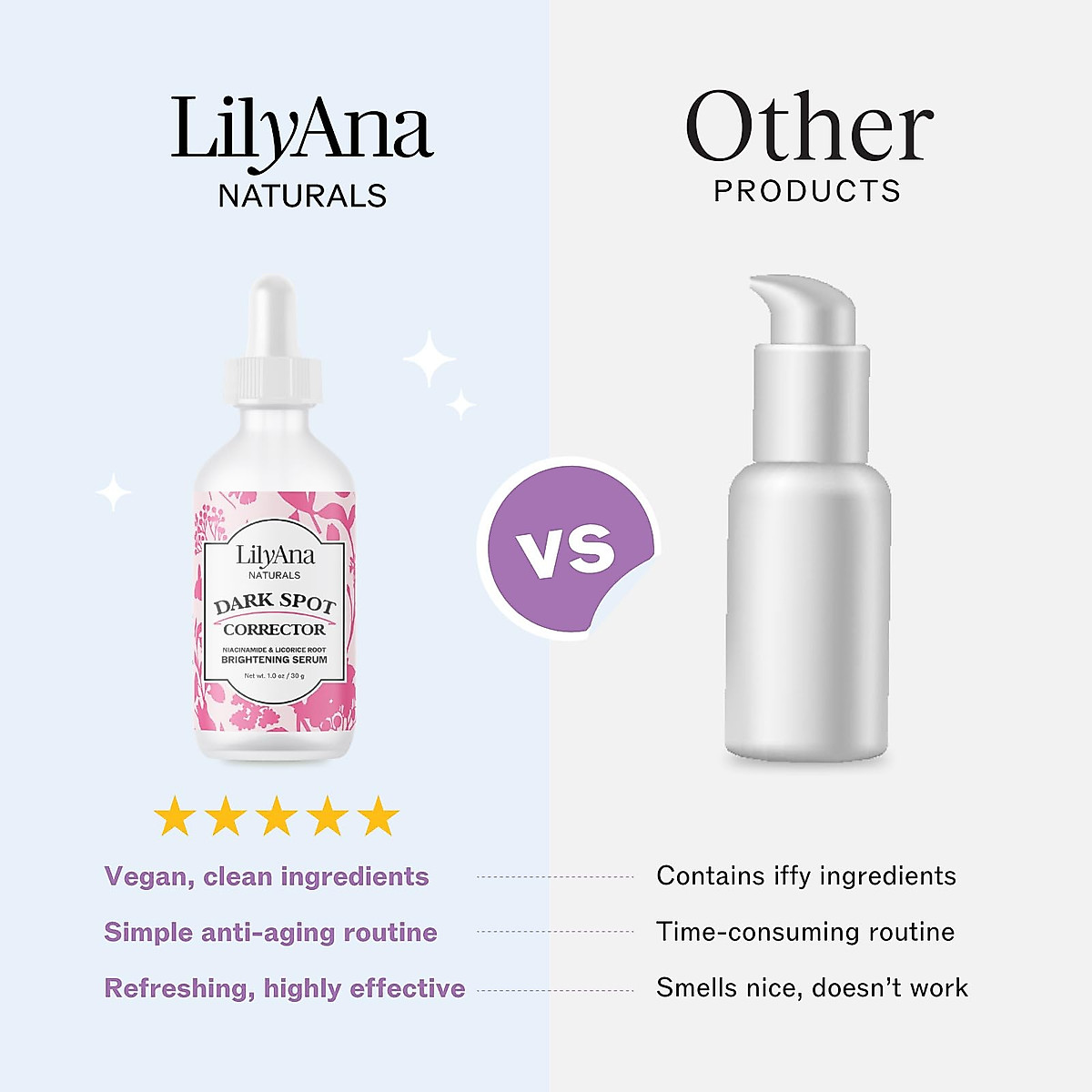 LilyAna Naturals Dark Spot Corrector - Dark Spot Remover for Face - Brightening Face Serum for Women and Men - Niacinamide and Licorice Root -1oz