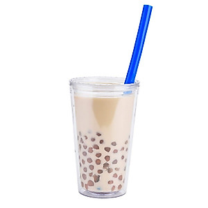 ALINK 6 Silicone Smoothie Straws + 6 Extra Wide Boba Tea Straws