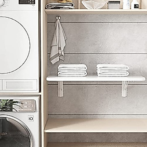 MCMACROS Wall Mounted Floating Folding Table, Drop Leaf Dining Table Small Wooden Desk for Office Home Kitchen(23.6" 15.6" (LW)), White