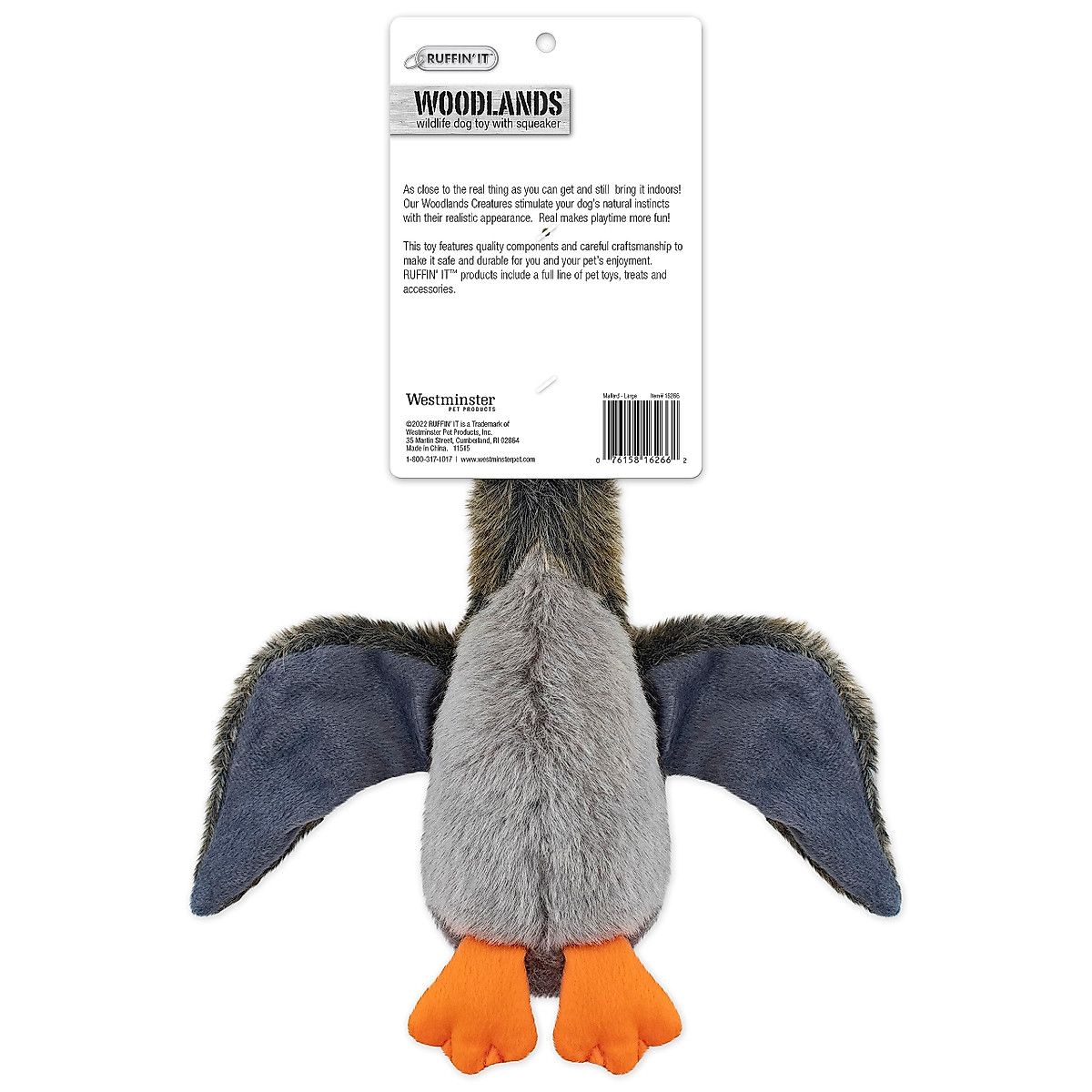 Ruffin' It Woodlands Mallard Stuffed Plush Dog Toy, Large