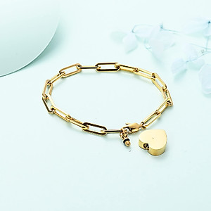 VCCWYQK Cremation Urn Bracelet Keepsake Jewelry, Stainless Steel Heart Memorial Urn Bracelet Bangle Cremation Keepsake Jewelry for Ashes (Gold)