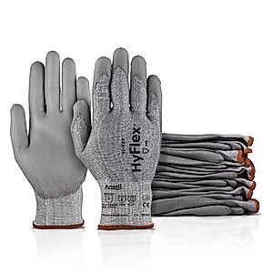 Ansell HyFlex 11-727 Ultralight Cut-Resistant Industrial Gloves w/Reinforced Palm for Machinery, Auto, Warehousing - Large, Grey (144 Pairs)
