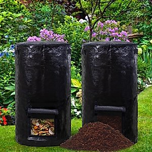 34 Gallon Compost Bin Bags-Outdoor Garden Compost Bin Bags Garden Yard Grow Bags (Black 1 Piece)