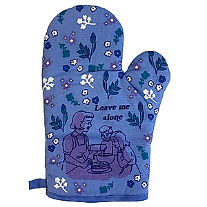 Leave Me Alone Oven Mitt Funny Family Baking Cookies Cake Graphic Novelty Kitchen Glove Funny Graphic Kitchenwear Funny Introvert Novelty Cookware Blue Oven Mitt