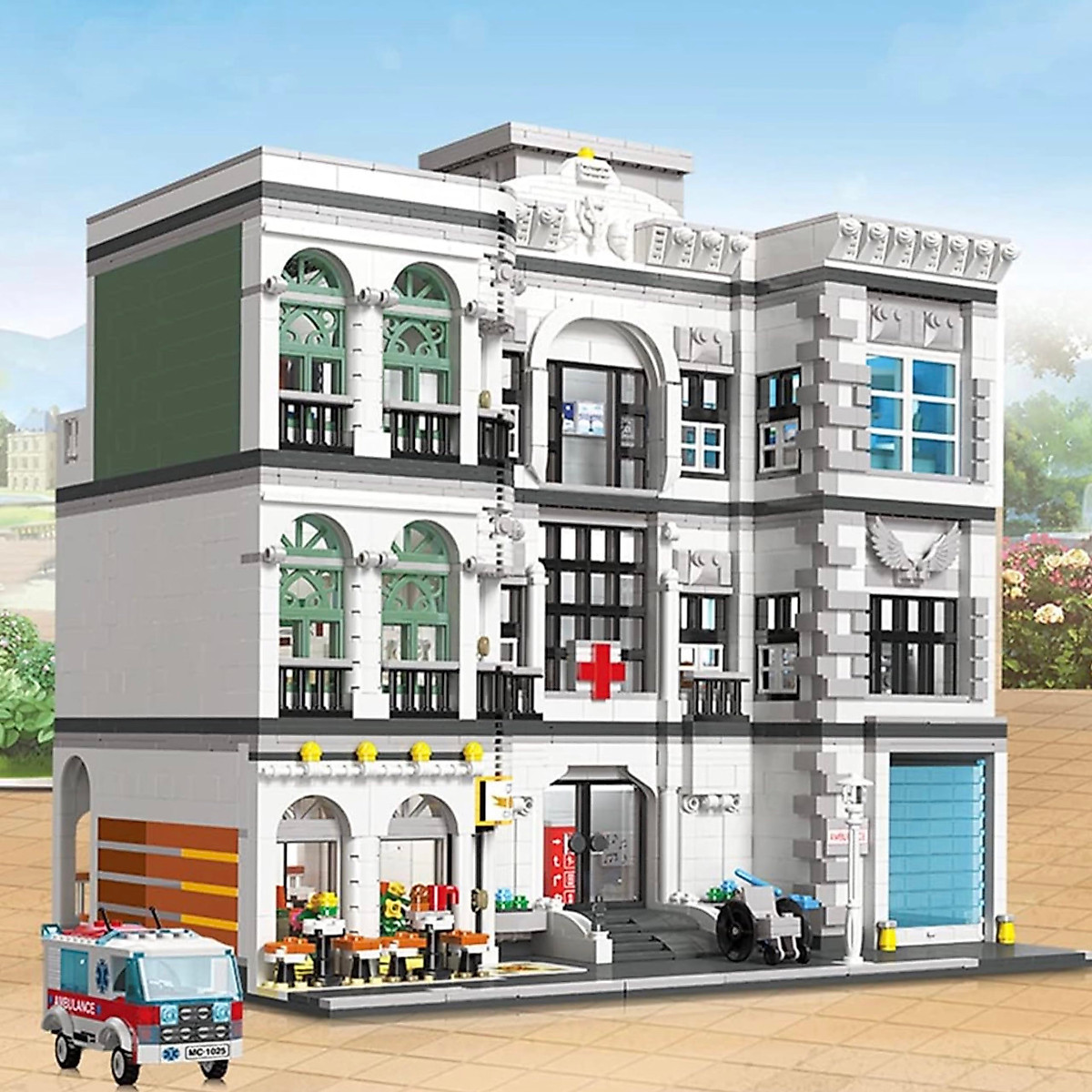 General Jim's Modular Building Blocks City Emergency Hospital Set Expert Creator - Great Gift for MOC Builders- Compatible with Lego City Sets