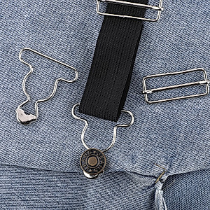 Lusofie 2 Pairs Metal Overall Buckles Suspender Clips Buckle with Rectangle Buckle Adjustable Overall Bib Clips Replacement No-Sew Button for Pants Trousers Jeans Jacket (Silver)