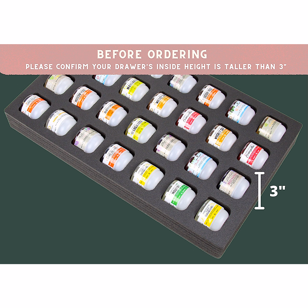 Polar Whale Cocktail Capsule Drawer Organizer Tray Insert Compatible with Keurig DrinkWorks Pods for Kitchen Home Bar Party Waterproof Washable Black Foam 28 Compartment 12.75 x 20.25 Inches