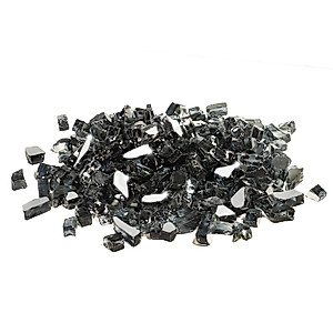 GASPRO 20 lbs Black Fire Glass for Fire Pit, 1/2-Inch Reflective Glass Rocks for Propane or Gas Fireplace, Add Ambience to Gatherings and Parties for Outdoors and Indoors