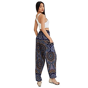 Joob Joob Boho Pants for Women - Hippie Harem Pants Women - Womens Yoga Pants – Comfy Bohemian Flowy Hippie Clothes - Midnight Medium