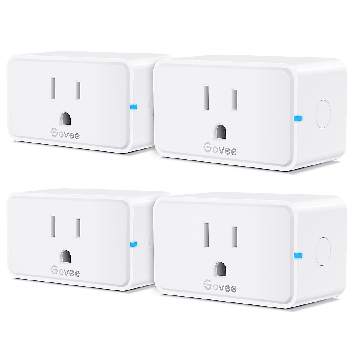 Govee Smart Plug, WiFi Bluetooth Outlets 4 Pack Work with Alexa and Google Assistant, 15A WiFi Plugs with Multiple Timers, Govee Home APP Group Control Remotely, No Hub Required, ETL&FCC Certified