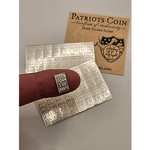 6 One Grain Pure Silver Bars .999 Fine Silver
