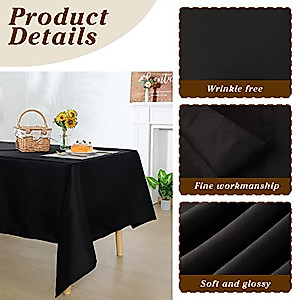 Black Tablecloth 6pcs 60x102, Table Cloth for 6 Feet Rectangle Tables, Waterproof and Wrinkle Resistant Washable Decorative Fabric Table Cover for Dining Table, Party and Outdoor Use