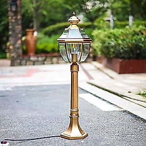 MODEBHD European Victoria Decoration Glass Lantern Outdoor Pillar Lamps Column Light Waterproof Table Lamp Lawn Garden Lights Aluminum Street Post Light Courtyard Garden Terrace E27