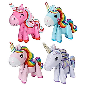 3D Unicorn Balloons for Birthday Party, Wedding, Baby Shower Decoration Supplies, Party Foil Balloon for Children Kids Gift & Toys (8 Pack)