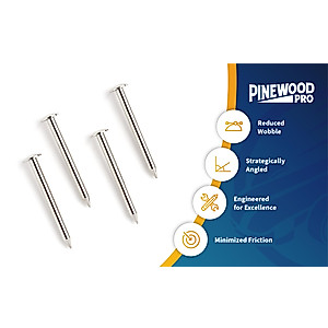 Pinewood Pro Machined Polished and Nickel Plated Speed Axles for Derby Cars - Over Sized Shaft Reduces Wobble (Includes 4 axles)