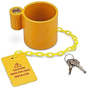 RVMATE 5th Wheel Lock, Heavy Duty Steel King Pin Lock with Anti-Theft Warning Tag, for 5th Wheel/Semi Trailers/RVs/Containers
