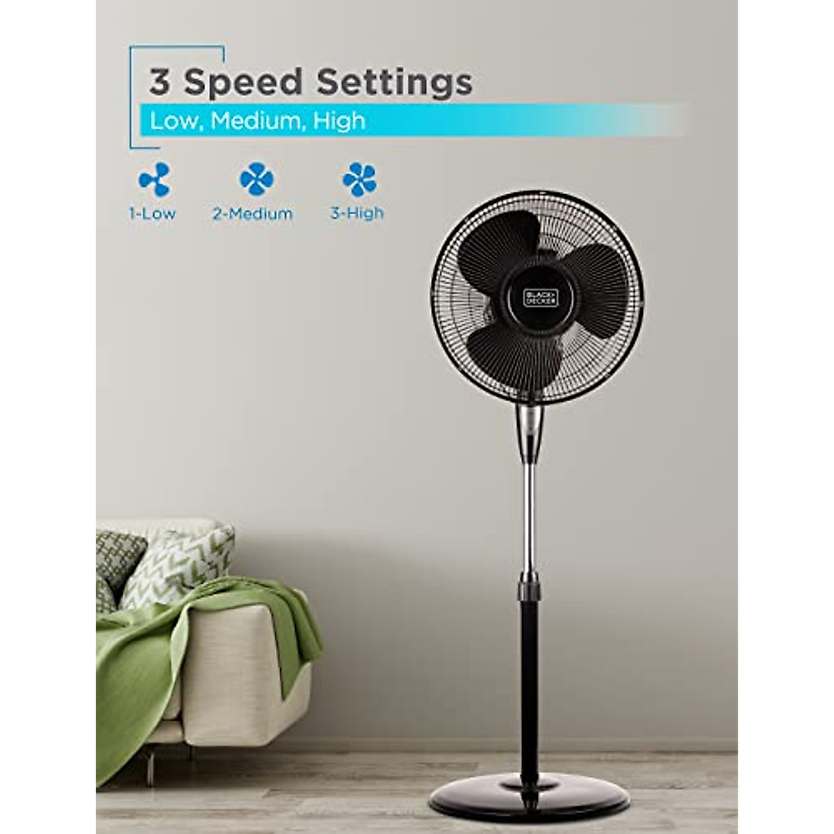 BLACK+DECKER 16 Inches Stand Fan with Remote