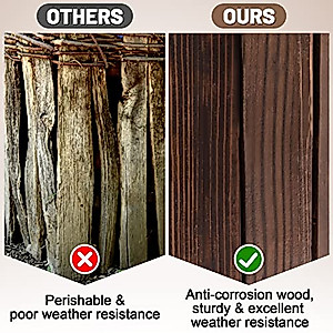 11.8in x 6.6ft Garden Fence, Wood Garden Border Edging, Anti-Corrosive Landscape Border, Wood Yard Fence, No Dig Planter Fencing for Flower Bed Lawns