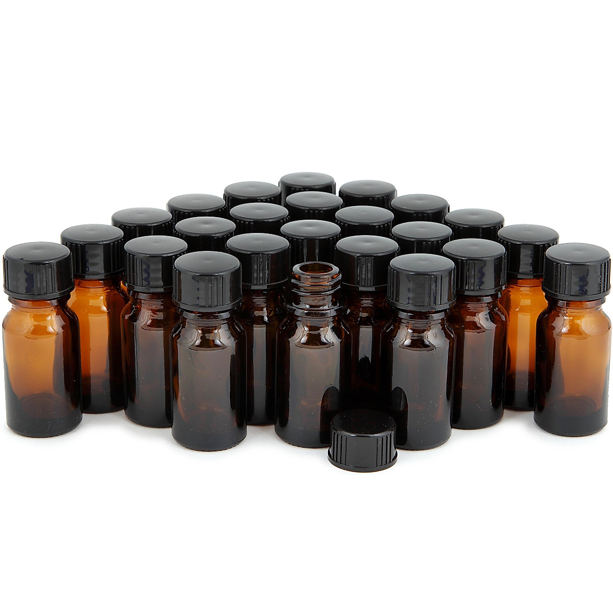 Vivaplex, 24, Amber, 10 ml (1/3 oz) Glass Bottles, with Lids