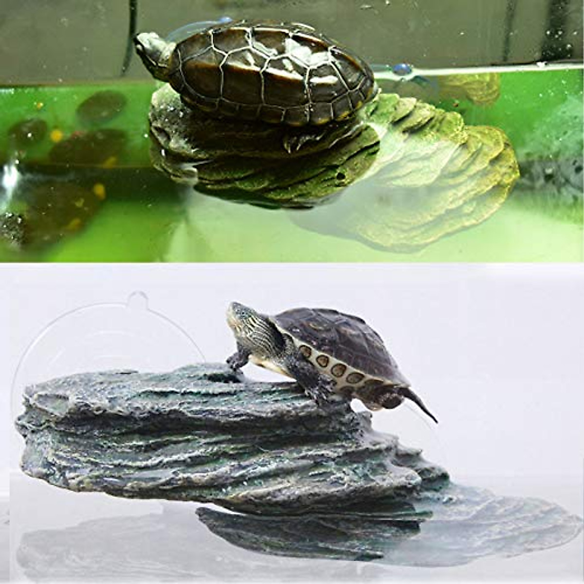 kathson Turtle Basking Platform Tortoise Dock Aquarium Landscape Decorative Climbing Ramp Shale Small Stone Ornament Rock for Frogs, Newts