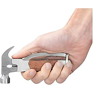 MultiTool Mini Emergency Hammer, Unique Birthday Gift Ideas for Men Him, 12 in 1 Steel Sturdy Multi Tool with Knife Screwdrivers Bottle Opener Durable Sheath
