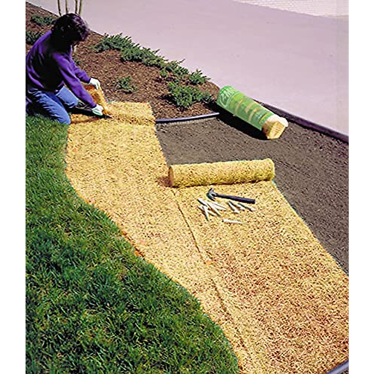 American Excelsior Curlex Erosion Control Blanket Landscape Roll with Biodegradable Staples 2-1/2'x50'