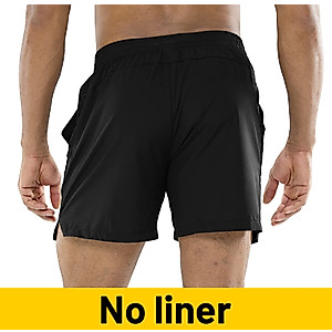 MIER Men's Workout Running Shorts Quick Dry Active 5 Inches Shorts with Pockets, Lightweight and Breathable, Black, S