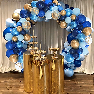 INFLORAL Winter Christmas Wonderland Party Balloon Arch Kit Navy Metallic Pastel Blue and Gold Balloon Garland Kit for New Year Birthday Father's Day Baby Shower Wedding Graduation Party Decorations