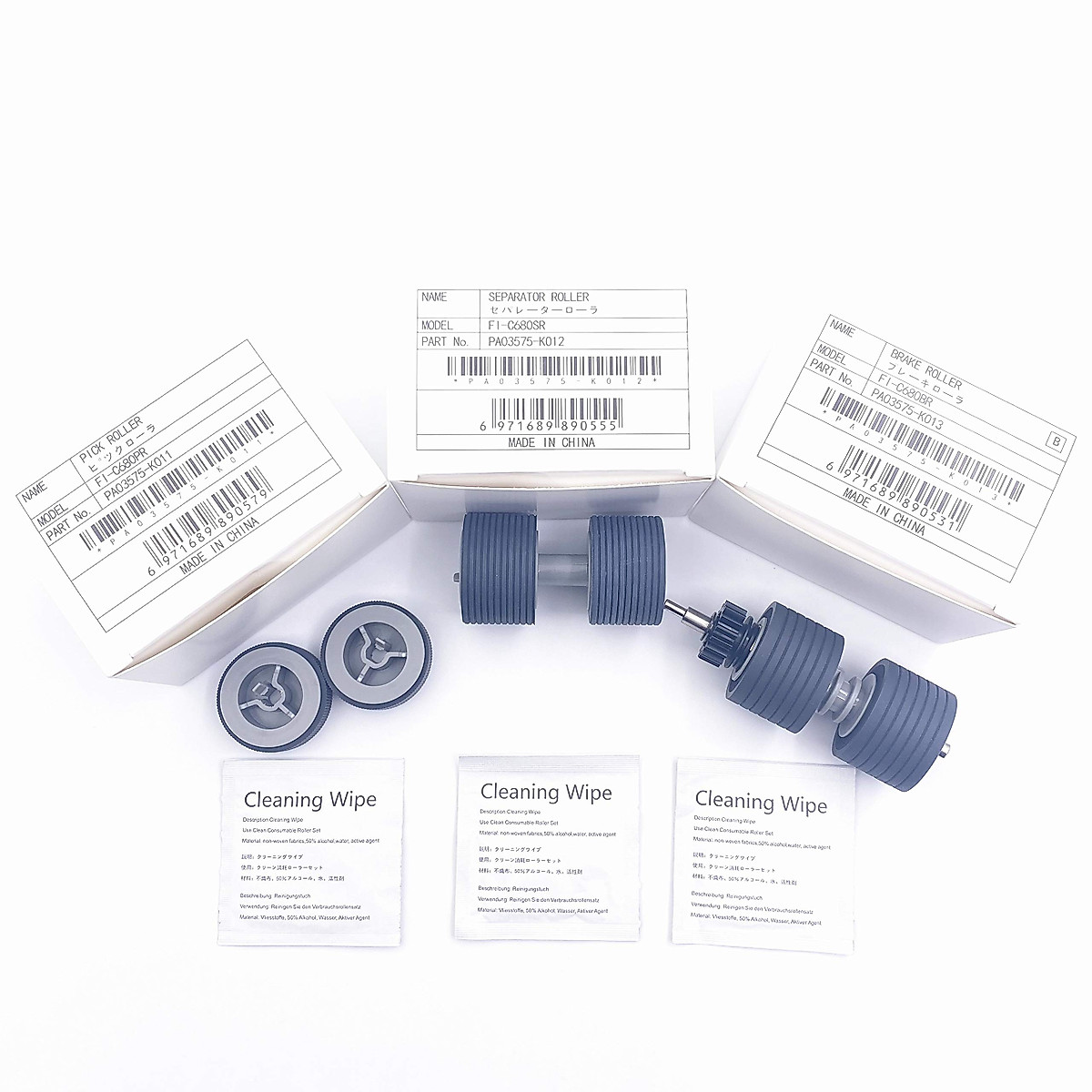 Case of 10 Pack,OKLILI PA03575-K011 PA03575-K012 PA03575-K013 Pick Roller Set Brake Roller Separator Roller Compatible with Fujitsu fi-6400 fi-6420 fi-6800 fi-7800 fi-7900