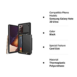 VRS DESIGN Damda Glide Pro for Galaxy Note 20 Ultra, with [4 Cards] [Semi Auto] Premium Sturdy Credit Card Slot Wallet for Samsung Galaxy Note 20 Ultra 5G Case 6.9 inch(2020) Black