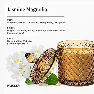 Large Wood Wick Jasmine Magnolia Scented Candles,Soy Wax Candle for Home Scented,Long Burning time and Large Glass Jar Candle, Luxury Candle Gift for Women & Men,14.8 oz