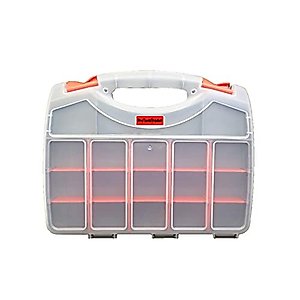Deluxe Double Sided Storage Organizer Carrying Case with 36 Compartments - Used as a Tacklebox/Tool box/Craft Sorter. Holds Fasteners/Screws/Fishing/Tackle/Tools/Crafts/Beads/Electronics/Components