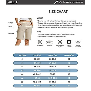Willit Women's 10" Hiking Golf Long Shorts Quick Dry Athletic Outdoor Summer Shorts with Pockets Khaki Size 10