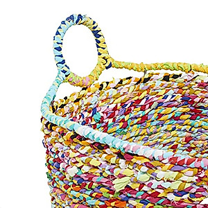 CosmoLiving by Cosmopolitan Cotton Round Storage Basket with Handles, Set of 2 16", 14"H, Multi Colored