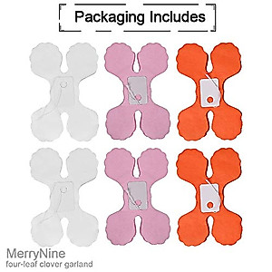 Reusable Party Streamers, MerryNine Four-Leaf Clover Paper Flower Garland for Party, Wedding Decoration, 11.81 Feet/3.6M Each, Pack of 6 (Pink-White-Orange)