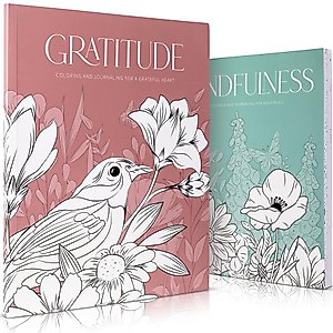 Beautiful Adult Coloring Book Set of 2 for Relaxation - Gratitude and Mindfulness Books with Inspirational Quotes Making it a Great Gift - Perfect Stress-Relieving Books Fun to Color for Women