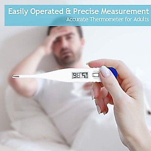 Thermometer for Fever, Quick Reading Digital Waterproof Oral Thermometer with Fever Indicator and Memory Recall, Best Accurate Rectum Armpit Reading Thermometer for Baby Kids and Adults