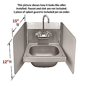 ACE Stainless Steel Wall Mount Splash Guard for Commercial Restaurant Hand Sink and Compartment Prep Sink, NSF Certified (15" W x 12" H)