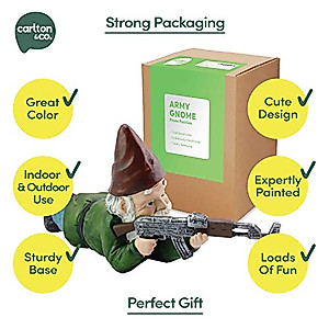 Military Garden Gnome with an AK47 | Funny Army Statue, Perfect for Gun Lovers, Military Collectors, Combat Enthusiasts & Army Men | Indoor & Outdoor Lawn Yard Decor (Prone, Traditional)