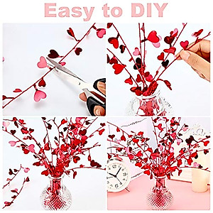 Chuangdi 2 Pieces Red Heart Tinsel Valentine's Day Garlands Heart Shaped Tinsel Garlands Valentines Love Hanging Garlands Decoration for Wedding Party Valentine's Day Decor