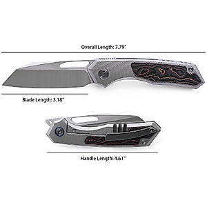 Miguron Knives M Keryx II Front Flipper Folding Knife 3.18" Hand Ground Rubbed Satin M390 Blade Sandblasting Titanium With Bronze Carbon Fiber Inlay Handle Pocket Knife MGR-605CBNII