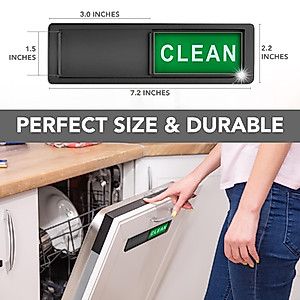 Premium Clean Dirty Dishwasher Magnet, Dirty Clean Sign for Dishwasher Easy to Read and Strong Slide for Changing Signs, Heavy Duty Magnet with Optional Stickers (Red & Green (Black))