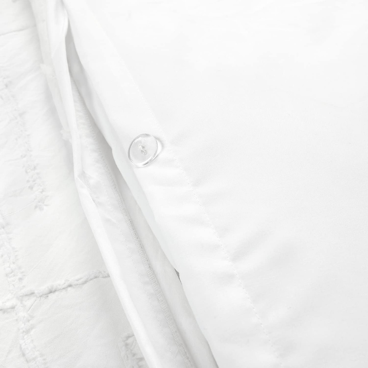 Lush Decor Diamond Clip Jacquard Duvet Cover 3 Piece Set, King, White