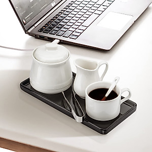 Nucookery 10" Serving Tray,Porcelain Kitchen Rectangle Platter,Ceramic Bathtub Organizer, Black (10", Set/1)