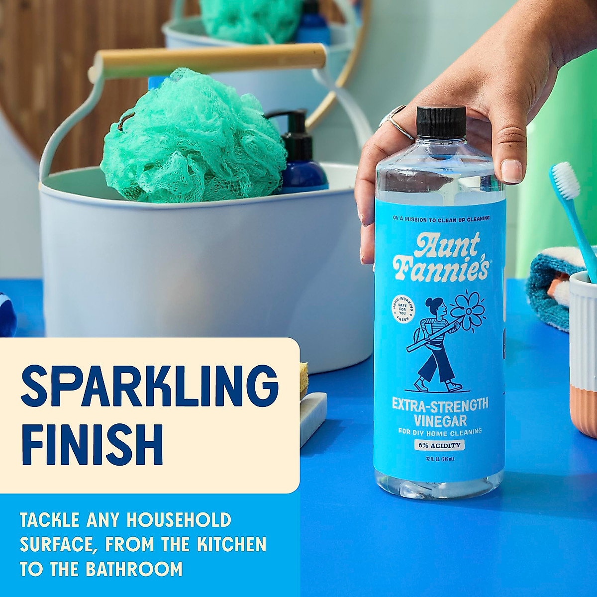 Aunt Fannie's All Purpose 6% Distilled White Cleaning Vinegar, 33 Ounce, Multipurpose Household Cleaner